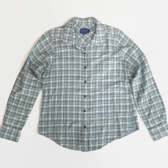 Pendleton | Tops | Pendleton Plaid Green And Gray Button Up Shirt | Poshmark
